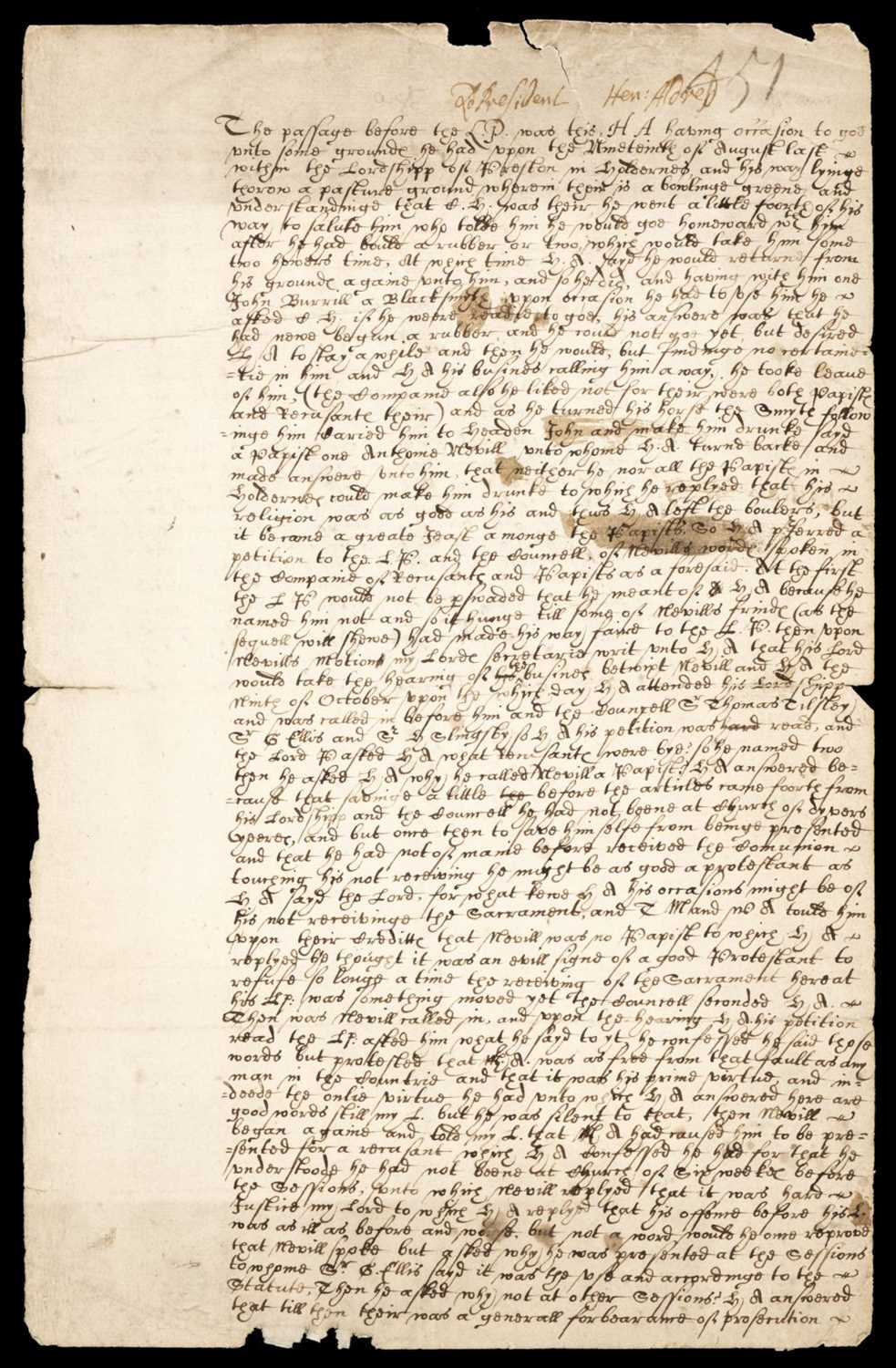 Lot 242 - Recusancy & Bowls. Examination of an