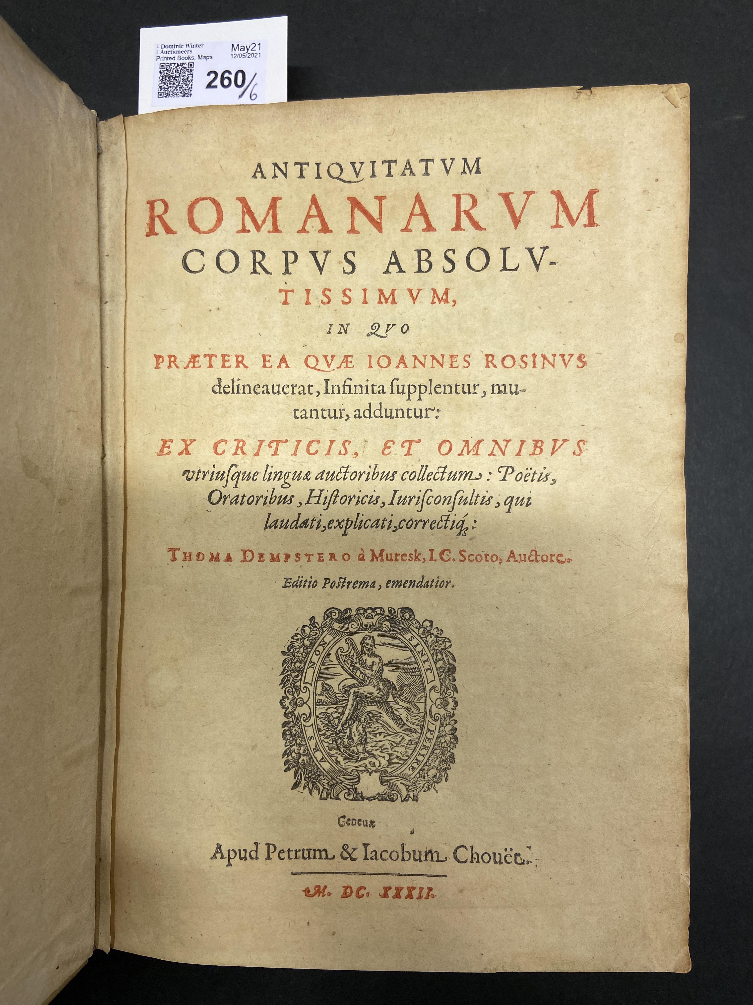 Lot 260 - Rosinus (Johannes). Antiquitatum romanarum