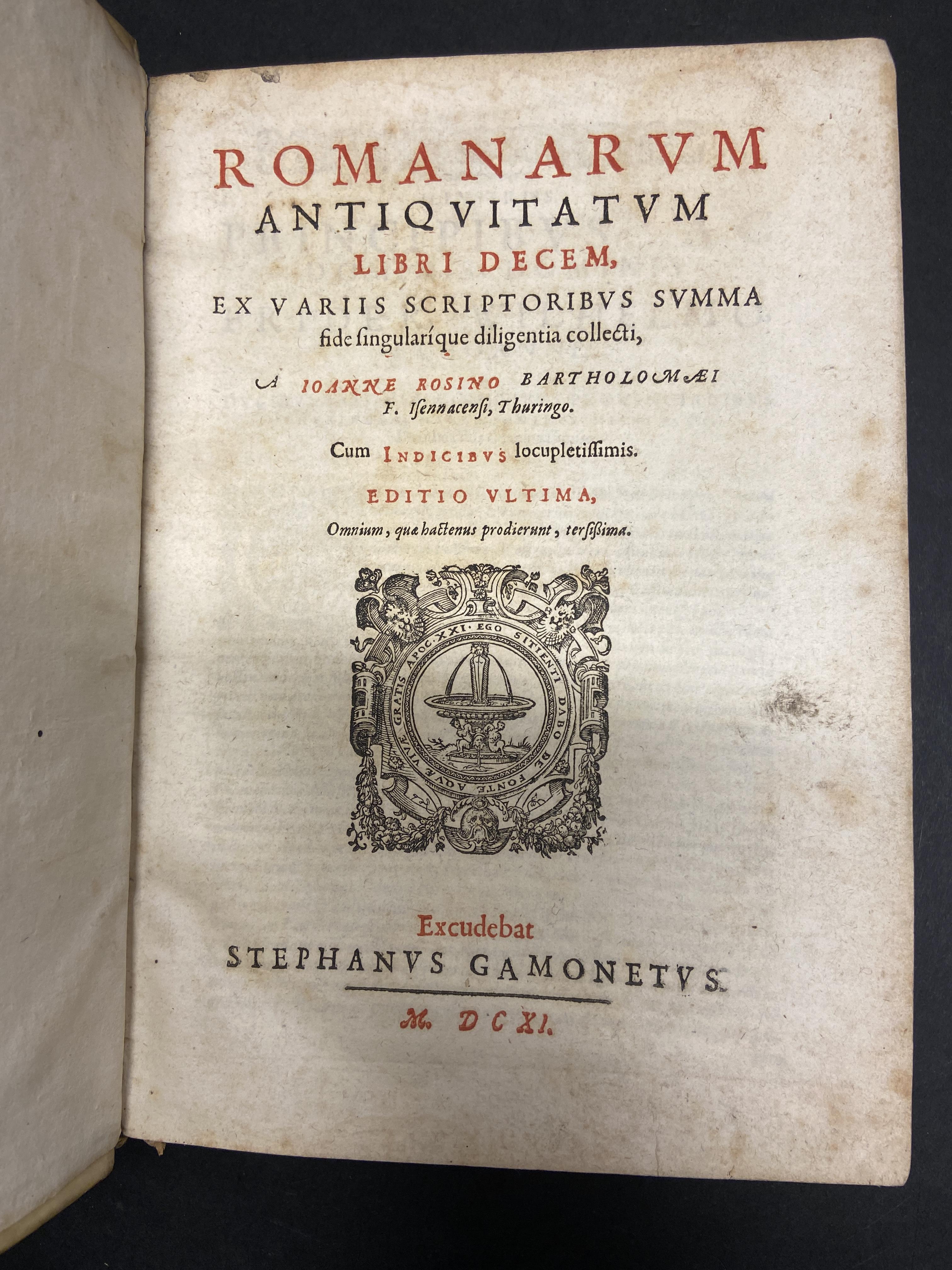 Lot 260 - Rosinus (Johannes). Antiquitatum romanarum