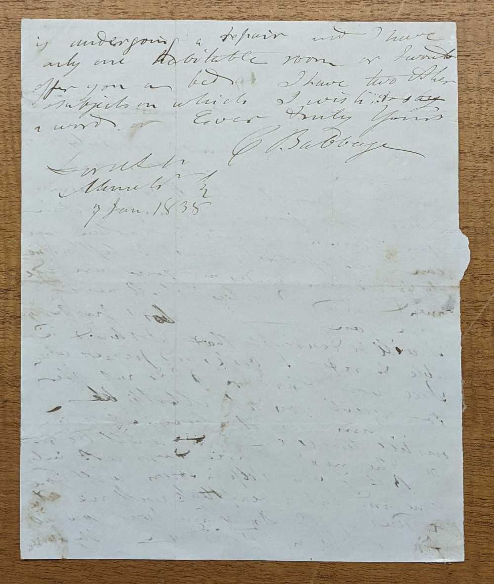 Lot 140 - Babbage (Charles, 1791-1871). Autograph