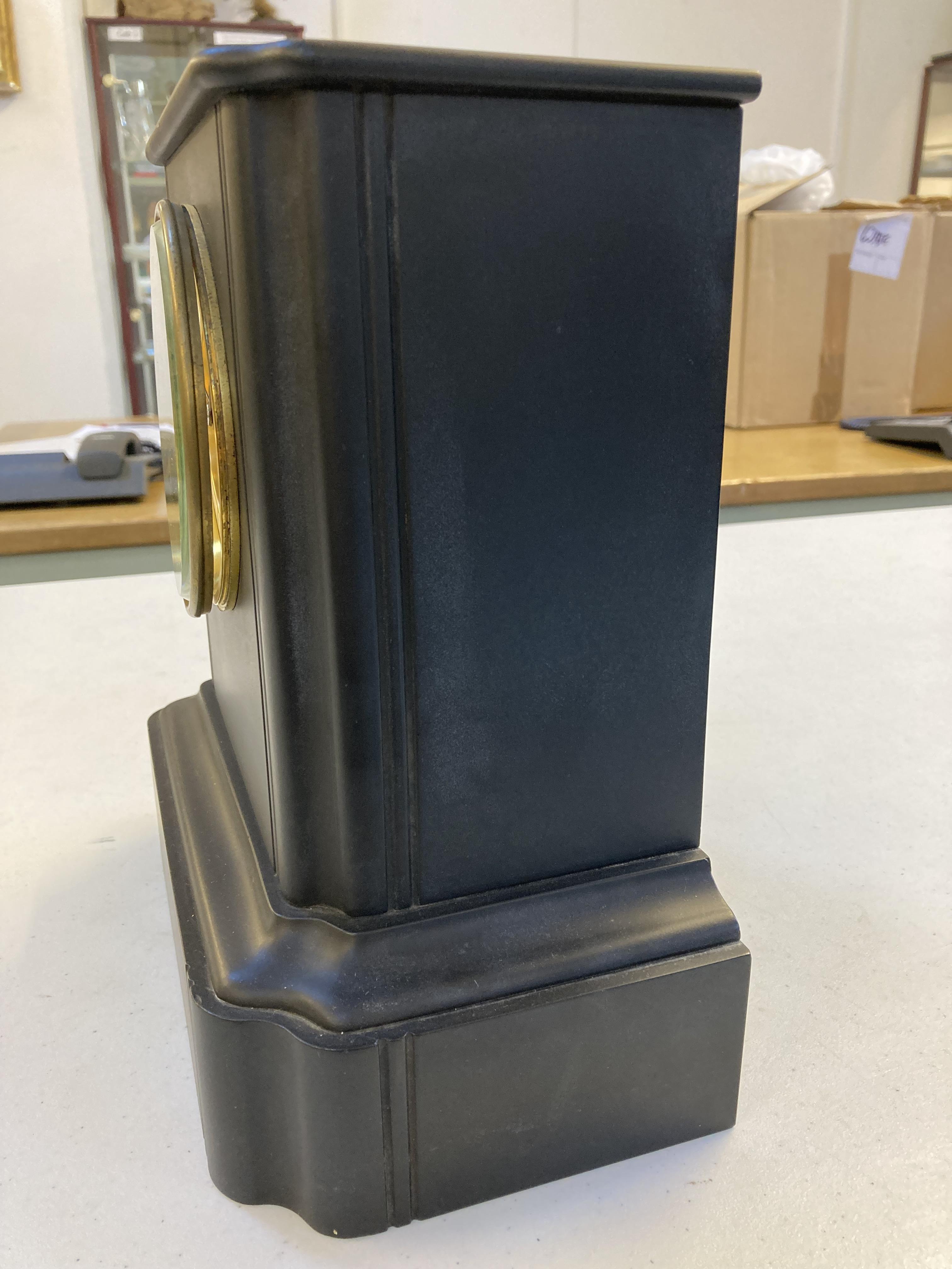 Lot 93 - Mantel Clock. Black slate mantel clock