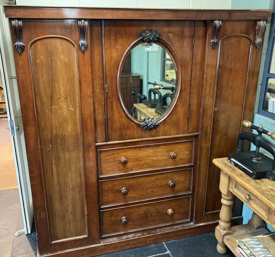 Lot 222 - Wardrobe. Victorian compactum wardrobe
