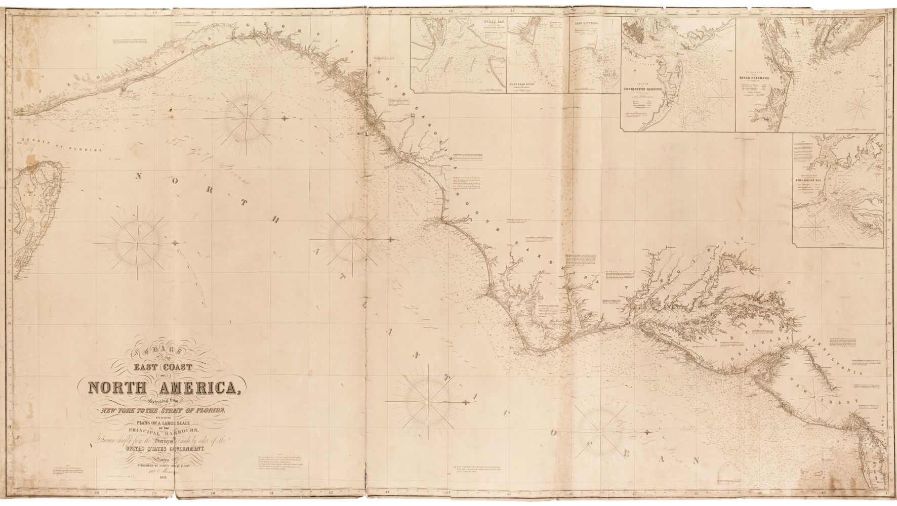 Lot 439 - Sea Charts. A collection of six 'blue-backed