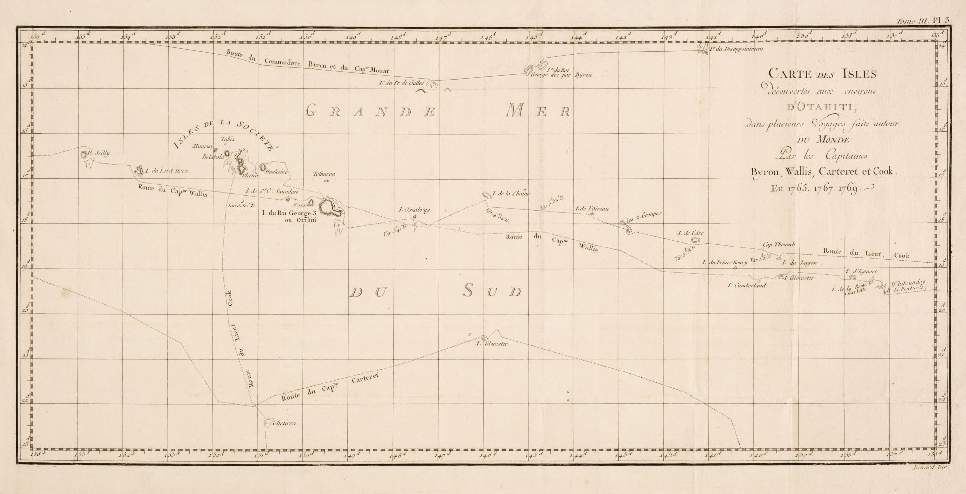 Tahiti. Cook (James), Carte de L'Isle D'Otahiti par le Lieutenant J ...