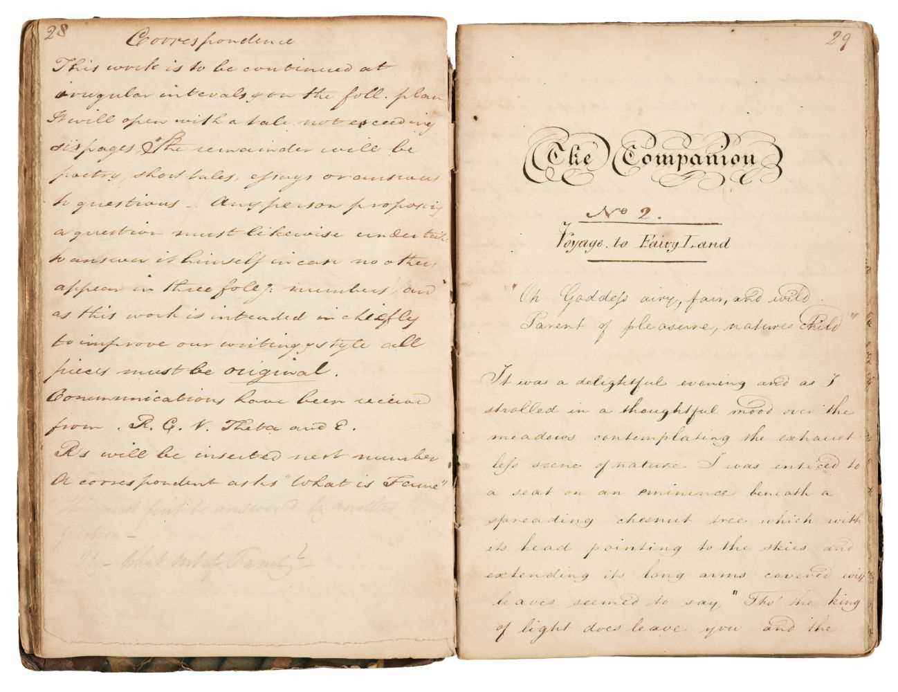 Lot 186 - Manuscript Literary Periodical. 1830