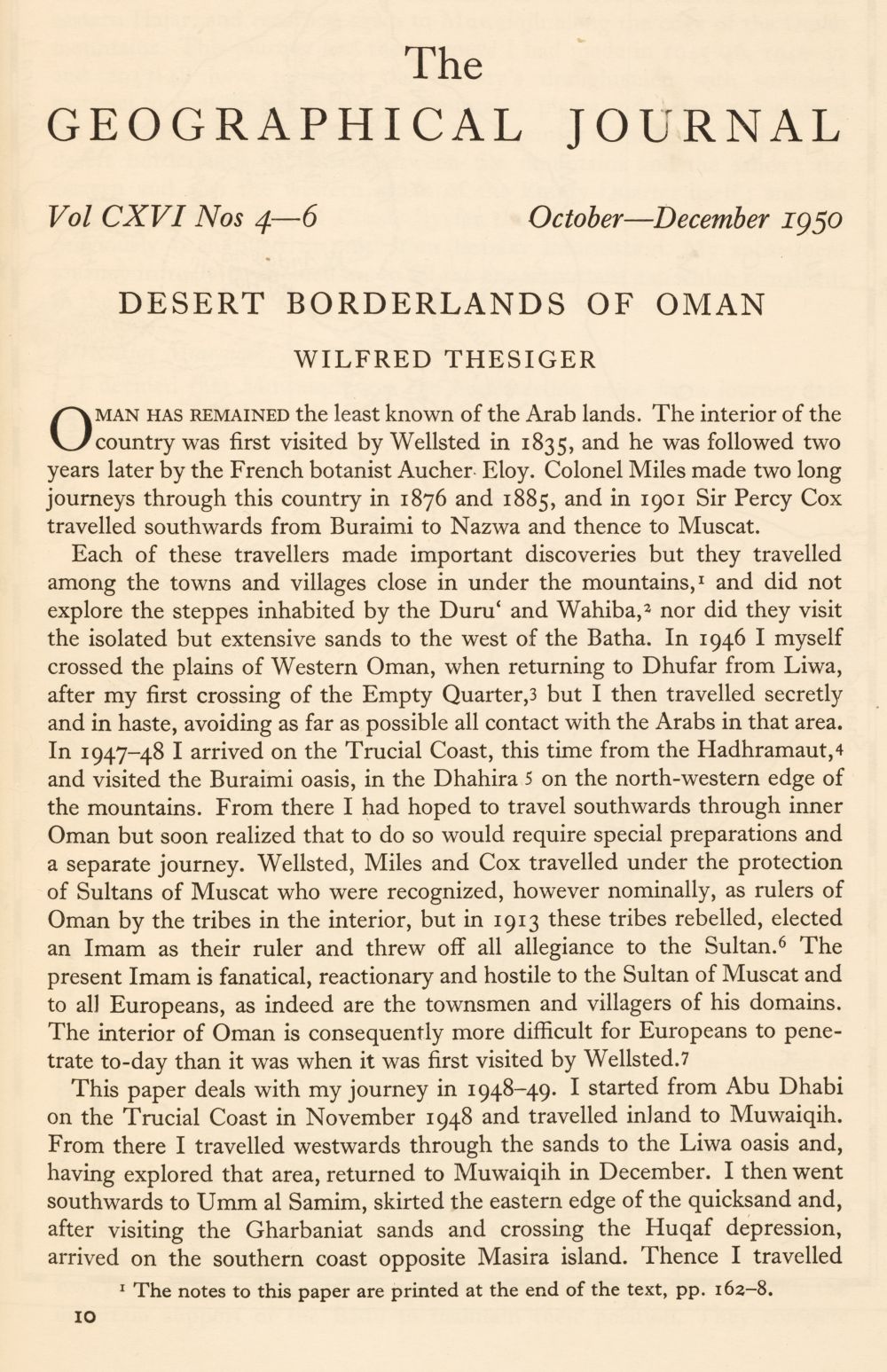 Lot 52 - Thesiger (Wilfred). The Geographical Journal,
