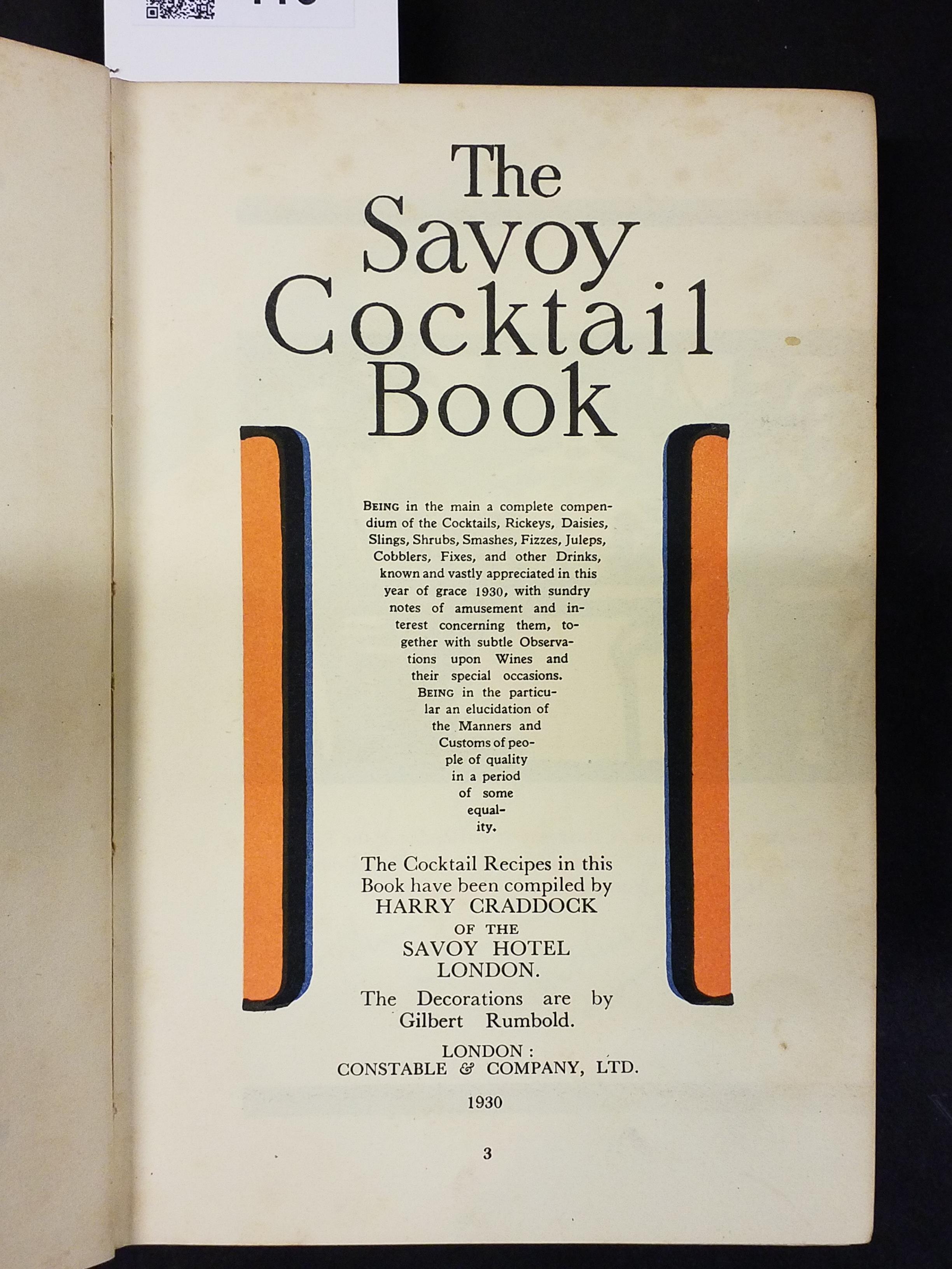 Lot 410 - Craddock (Harry). The Savoy Cocktail Book,
