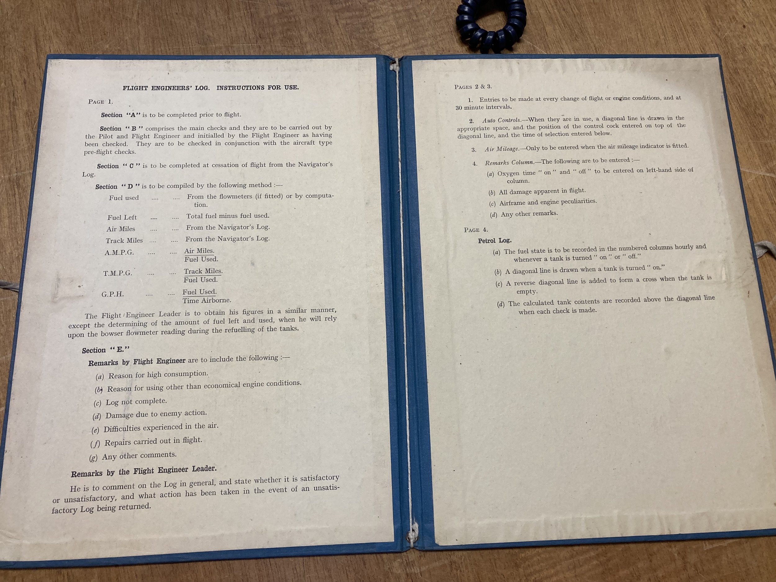 Lot 63 - Flight Engineer's Log. Catalina Flight RAF