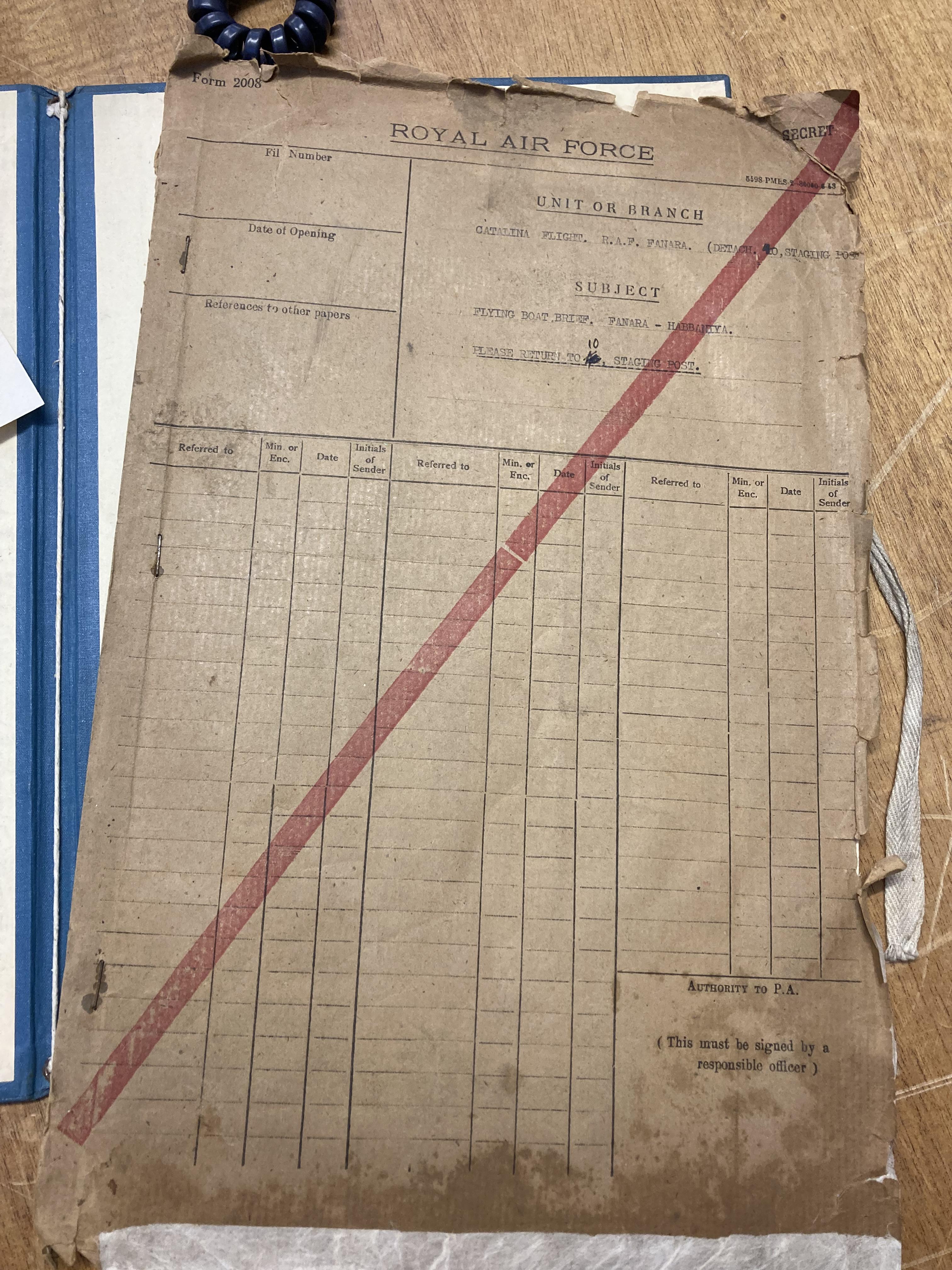 Lot 63 - Flight Engineer's Log. Catalina Flight RAF