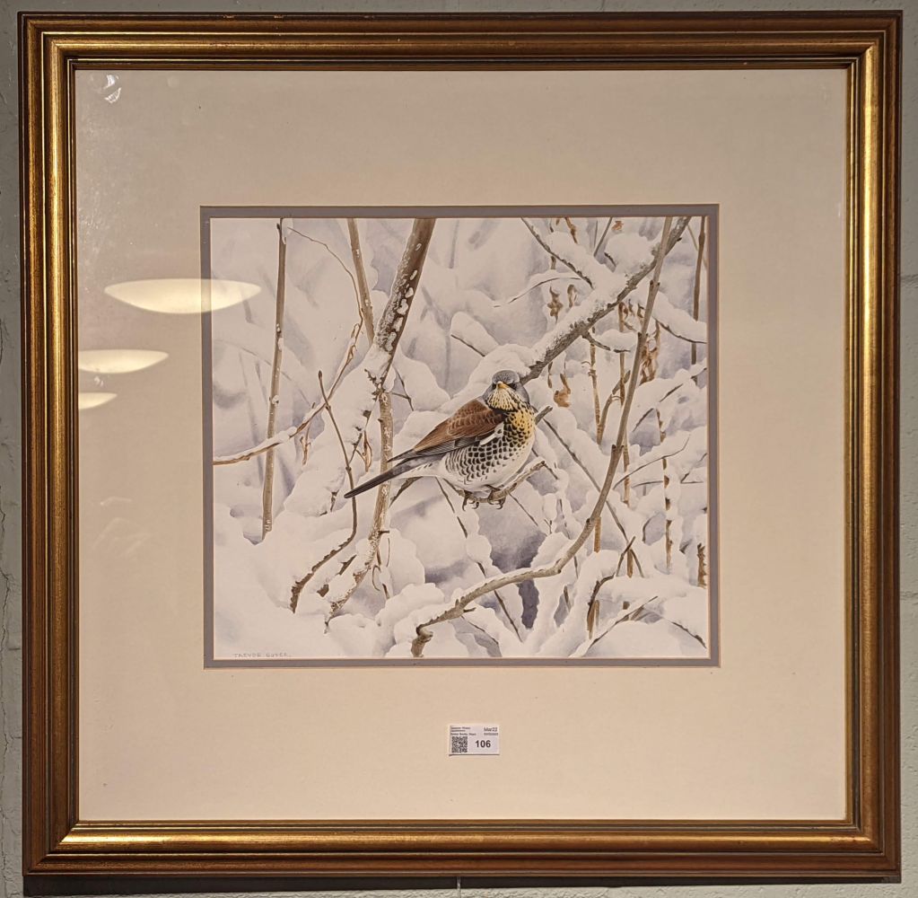 Lot 106 - Boyer (Trevor, 1948-). Fieldfare perched on