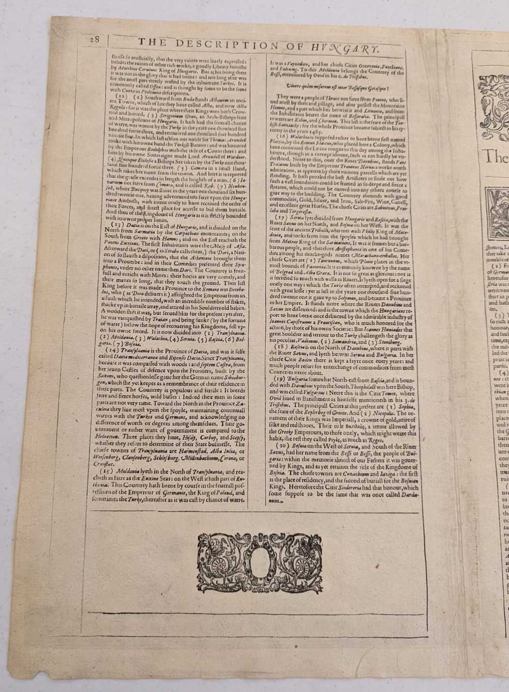 Lot 137 - Hungary. Speed (John), The Mape of Hungari