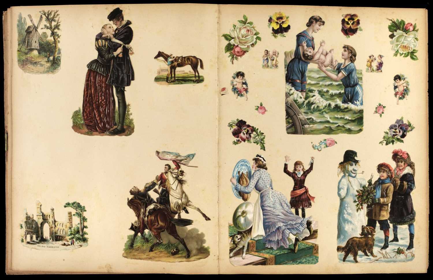 Lot 176 - Scrap albums. A group of 3 Victorian scrap