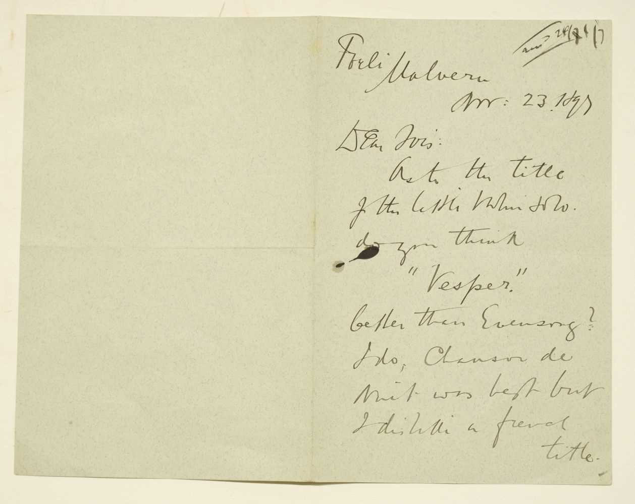 Lot 233 - Elgar (Edward, 1857-1934). Autograph letter,