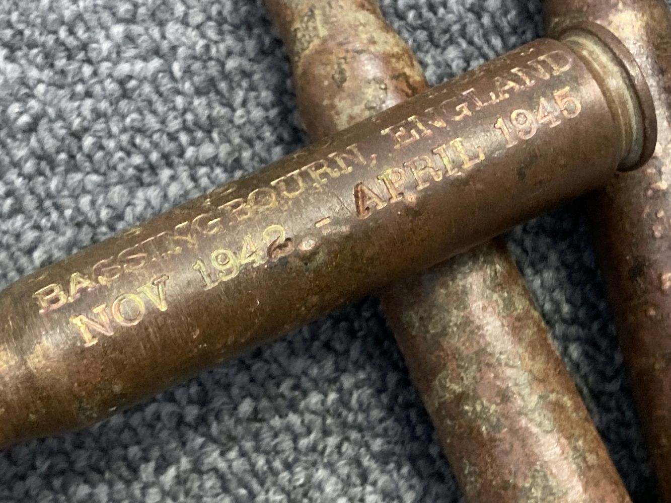Lot 89 - Memphis Belle. Three inert .50 shells from