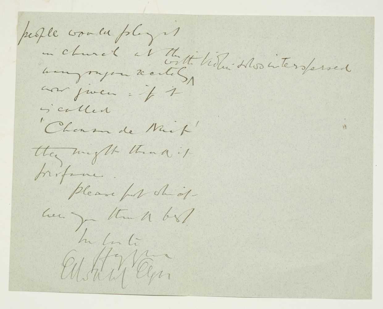Lot 231 - Elgar (Edward, 1857-1934). Autograph letter,