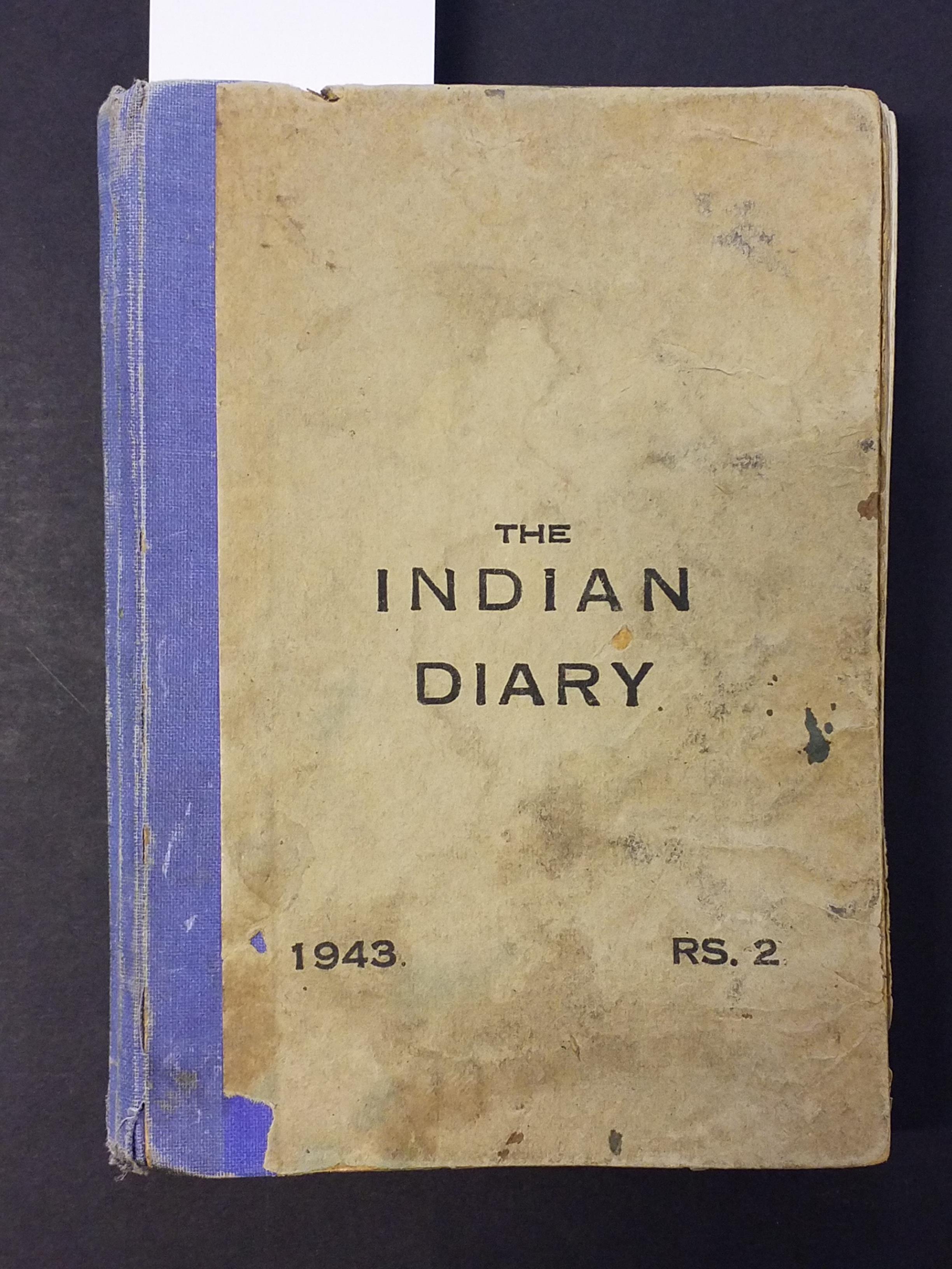 Lot 261 - Indian Diary. A manuscript diary kept by G.J.
