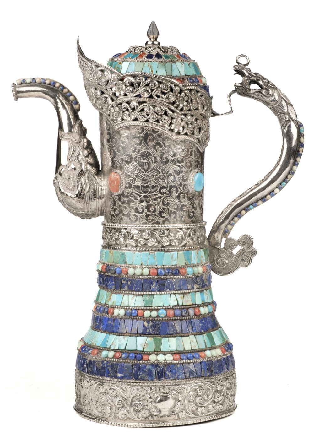 Lot 54 - Tibet. A Tibetan white metal ewer