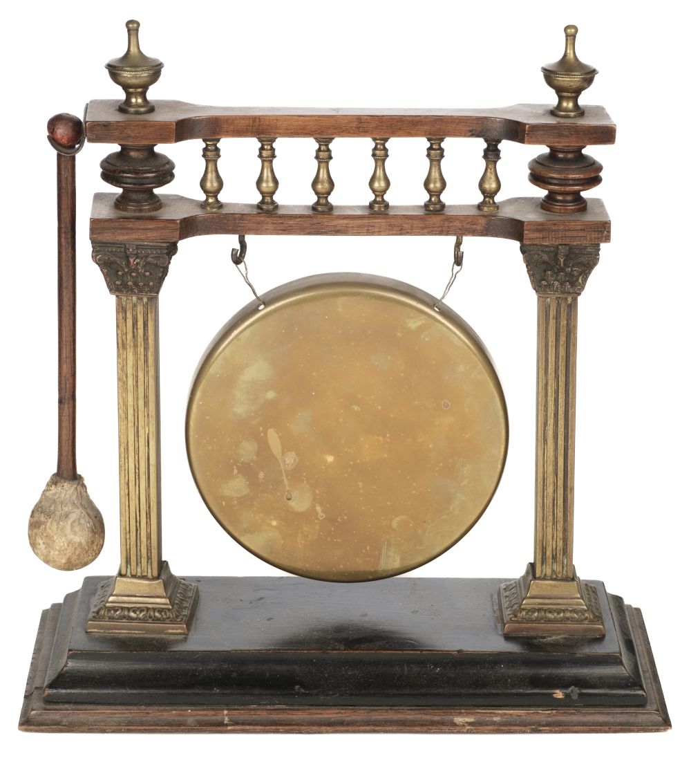 Lot 32 - Victorian Gong. A Victorian oak and brass