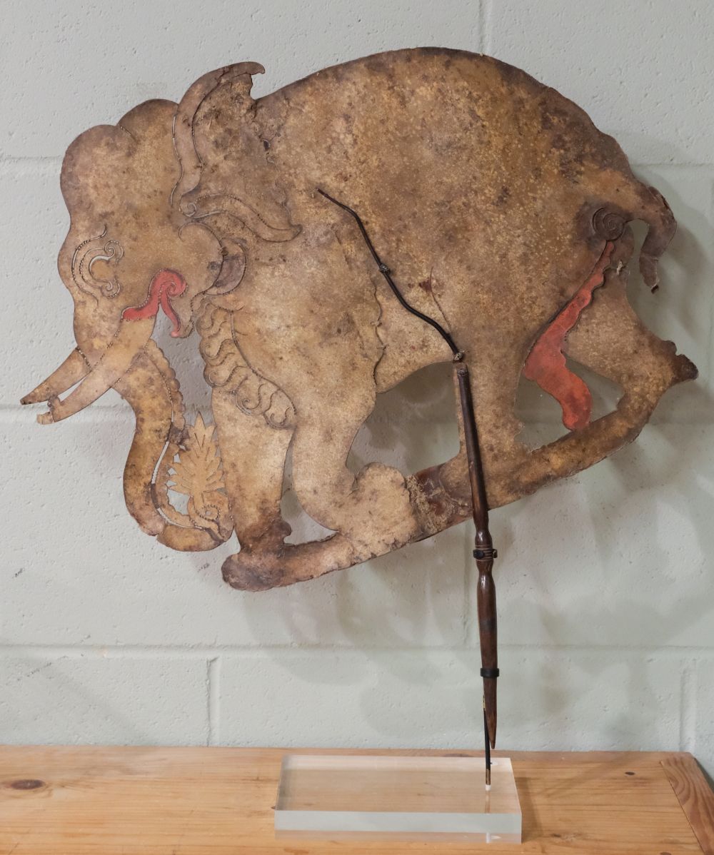 Lot 113 - Shadow puppet. An elephant shadow puppet,