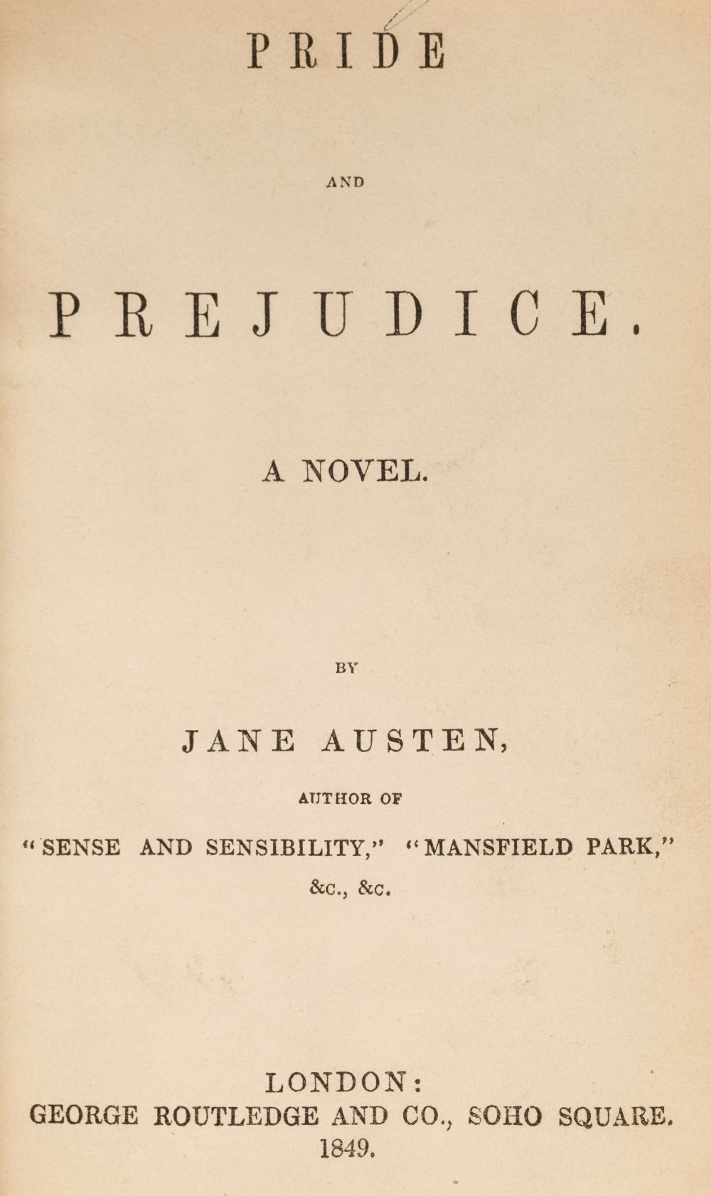 Lot 356 - Austen (Jane). Pride and Prejudice. A Novel,
