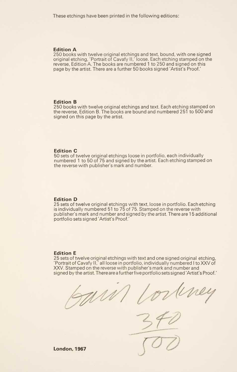 Lot 417 - Hockney (David, 1937-). Fourteen poems by C.