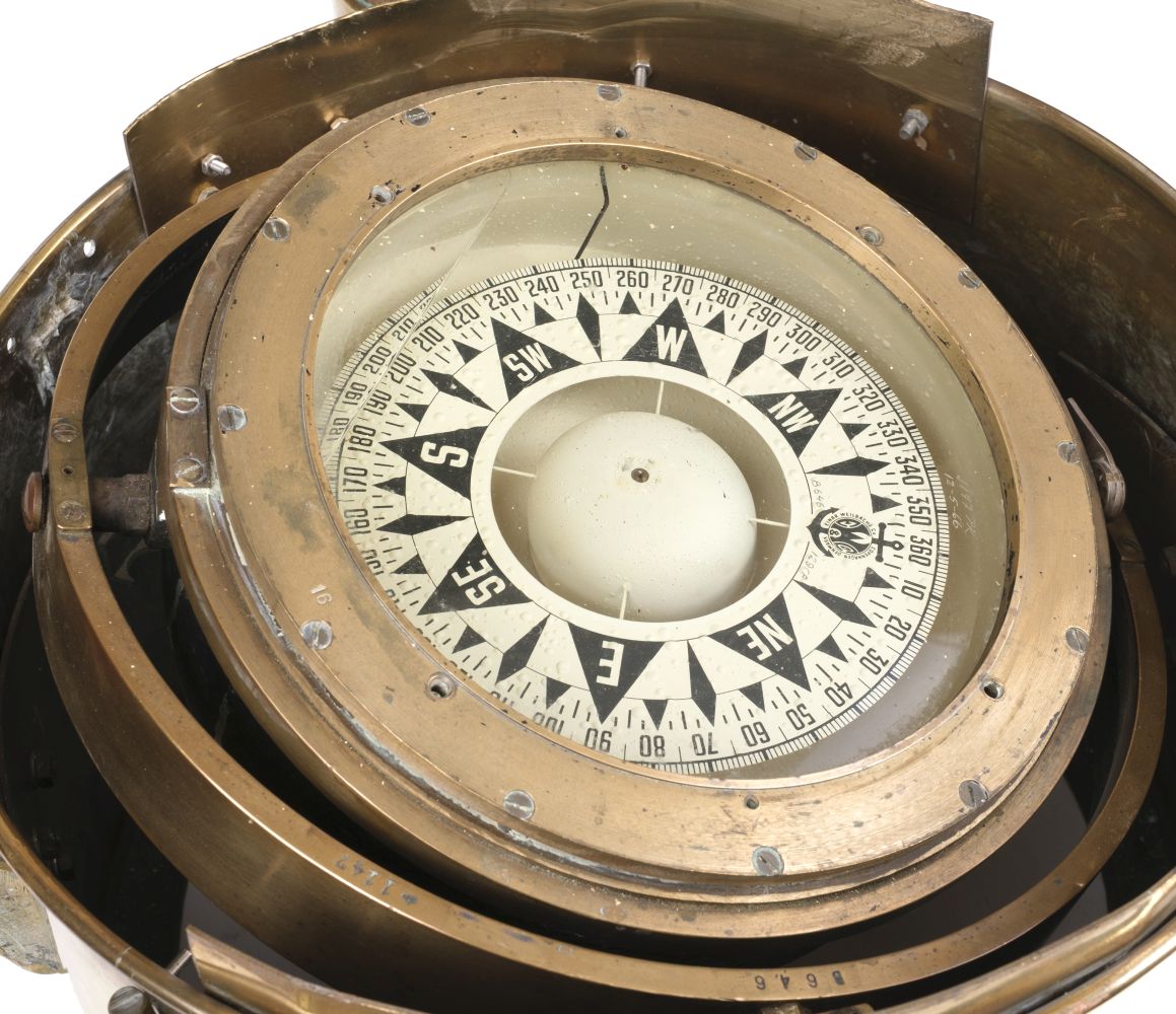 Lot 256 - Binnacle. A ships brass binnacle from RFA