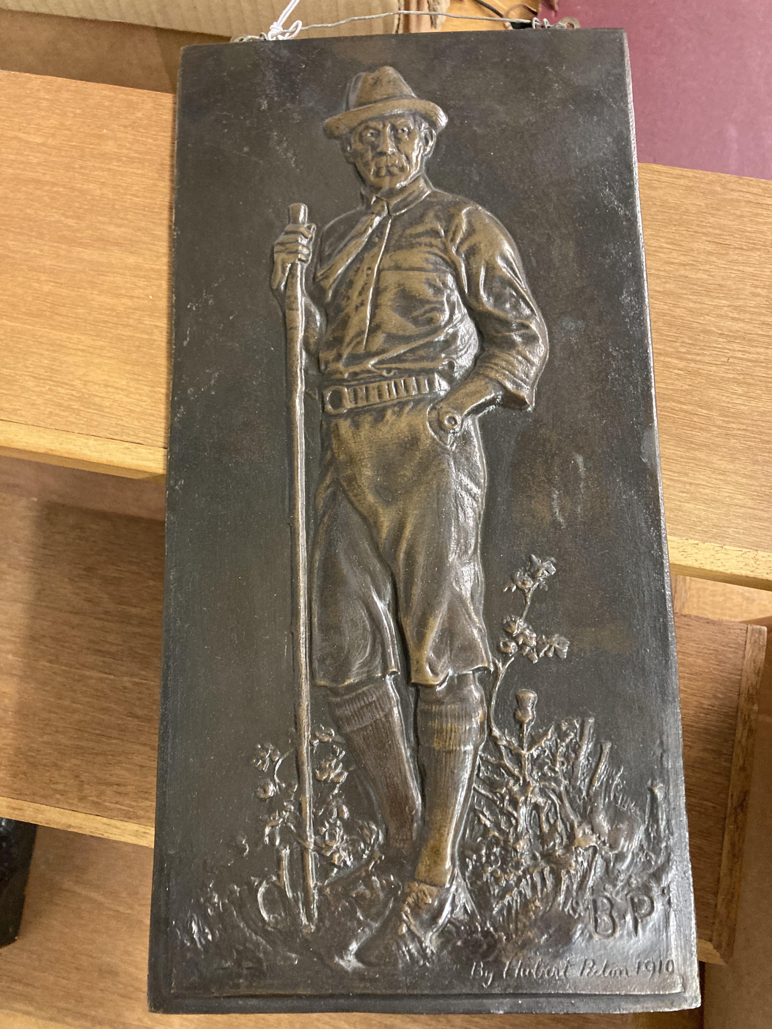 Lot 313 - Scouting. A bronze Baden-Powell wall plaque