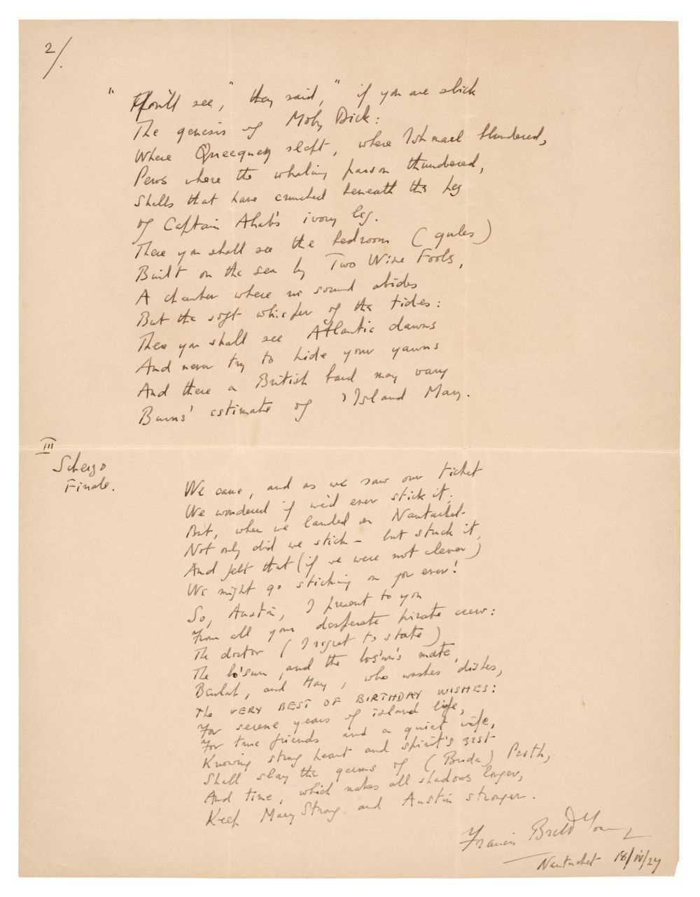 Lot 377 - Young (Francis Brett, 1884-1954). Autograph