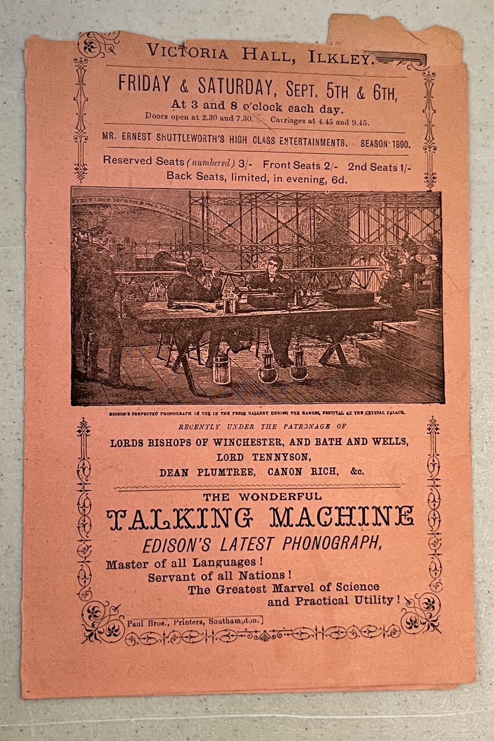 Lot 385 - Edison's Phonograph. An early printed flyer