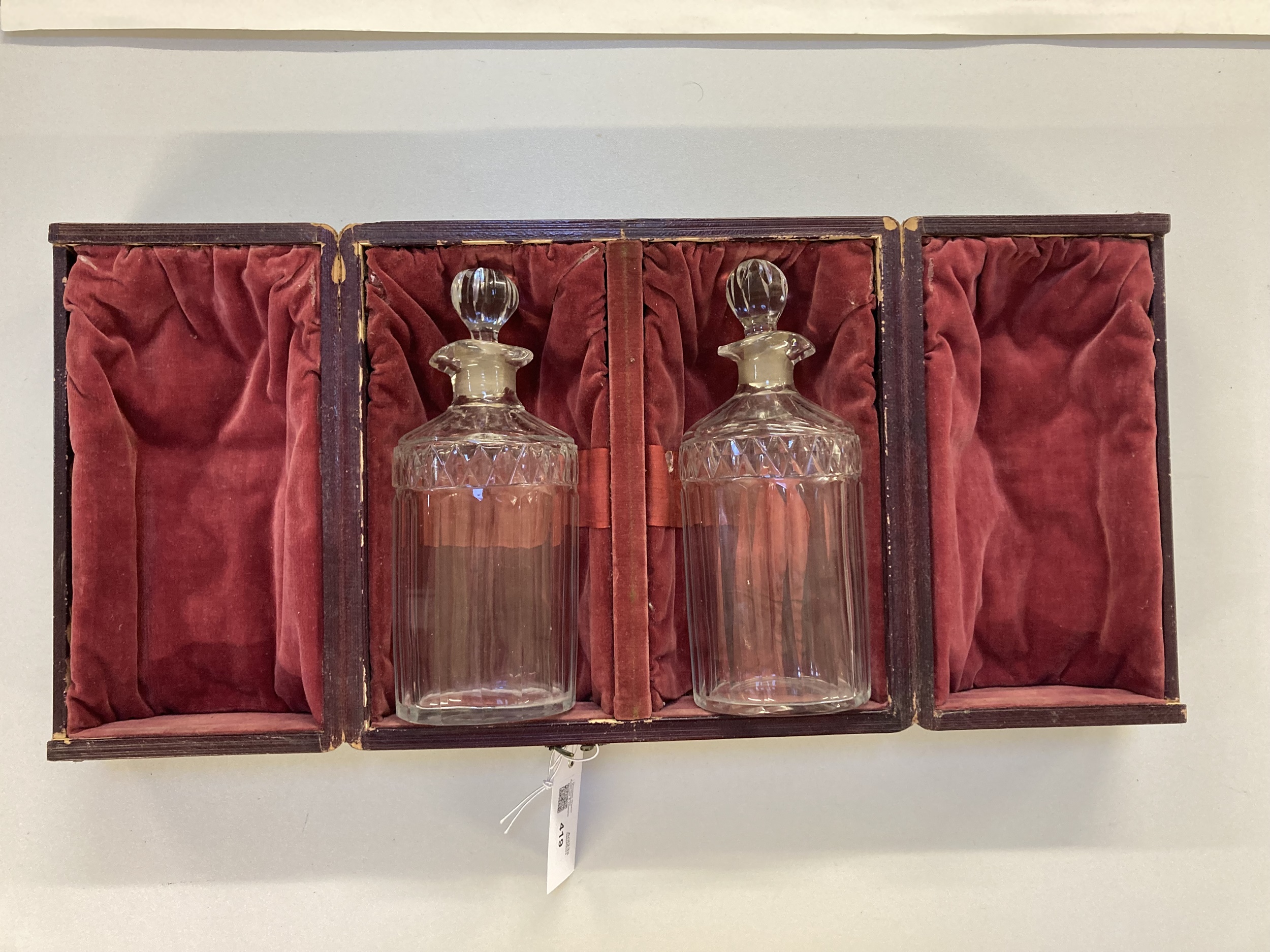 Lot 419 - Decanters. A pair of Victorian glass