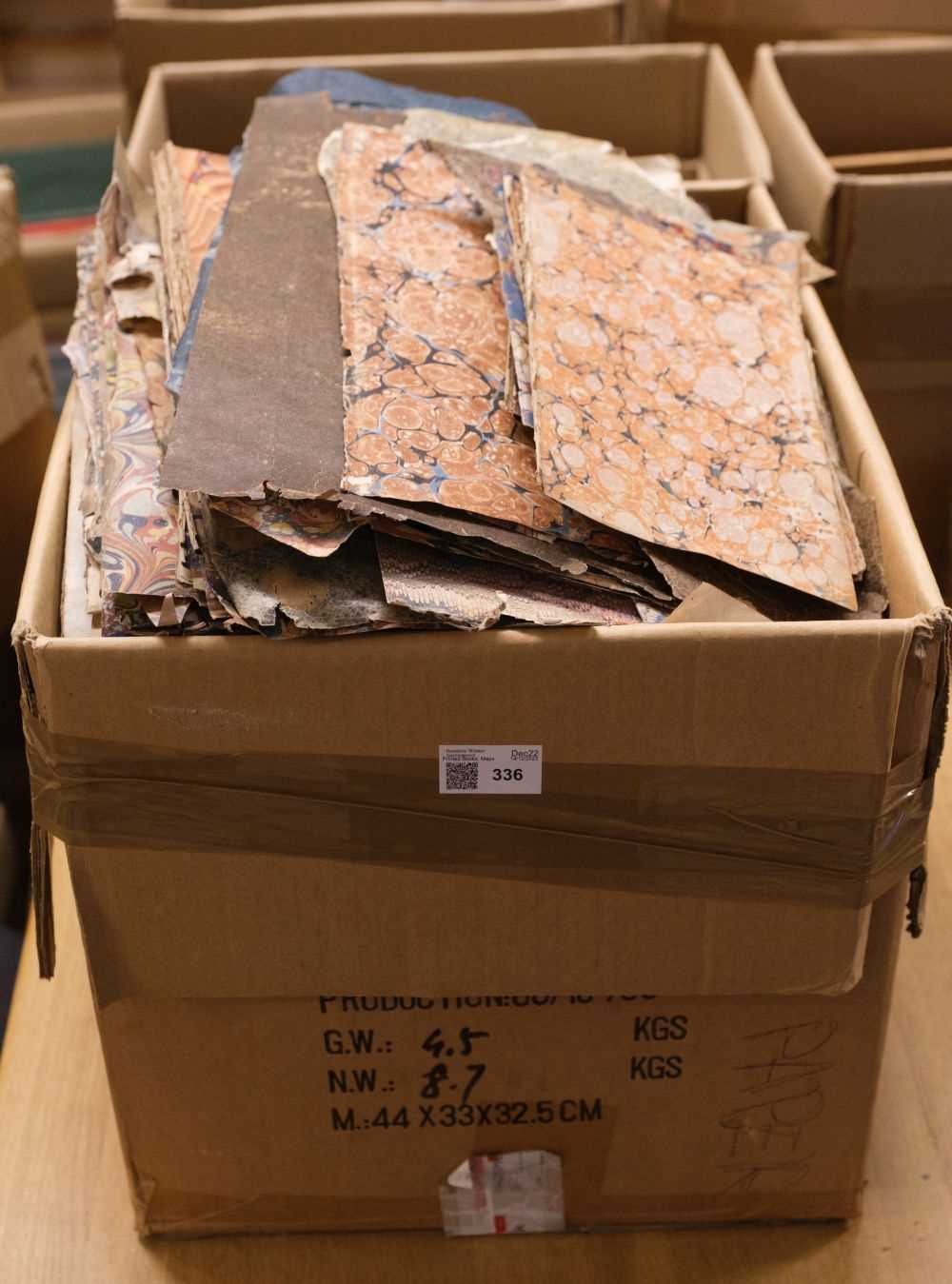 Lot 336 - Paper. A selection of salvaged endpapers,