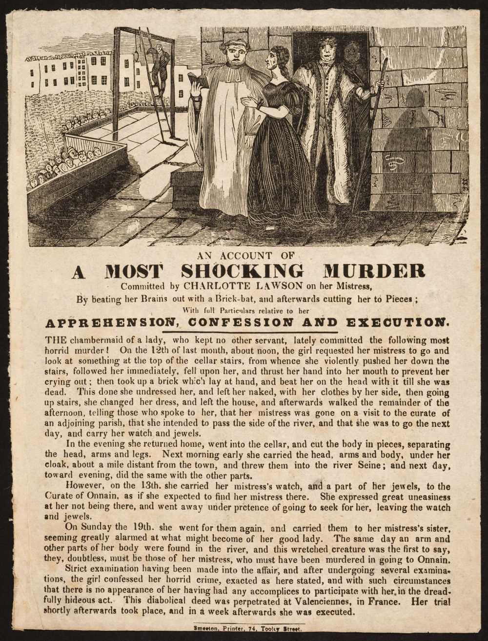 Lot 220 - Murder broadsides. The Trial and Execution