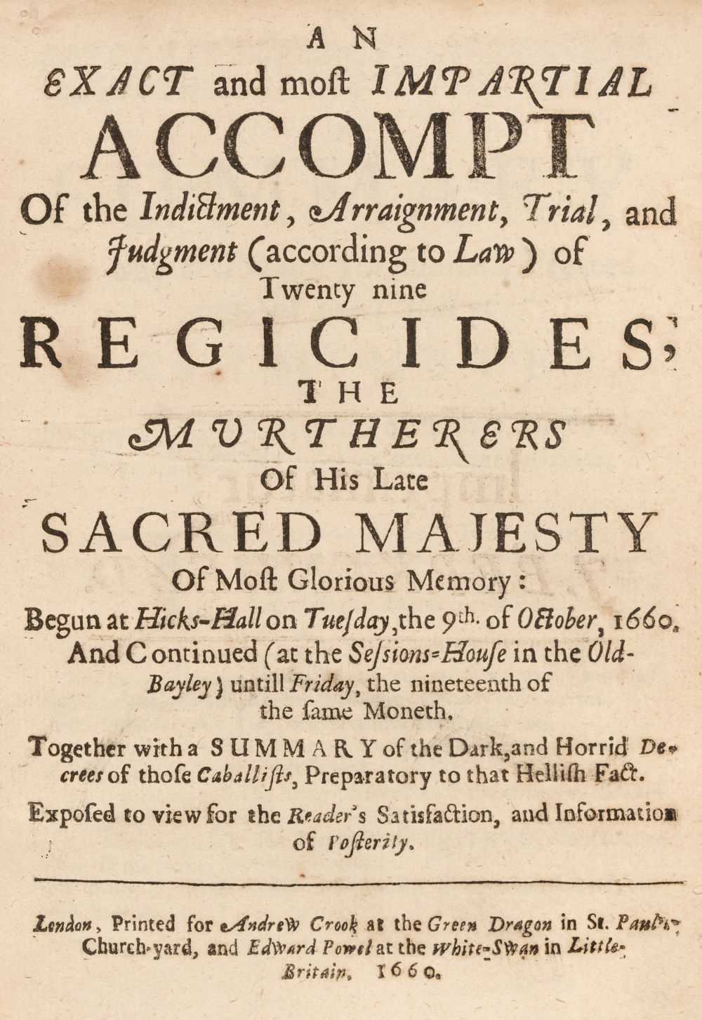 Lot 287 - Finch (Heneage). An Exact and Most Impartial