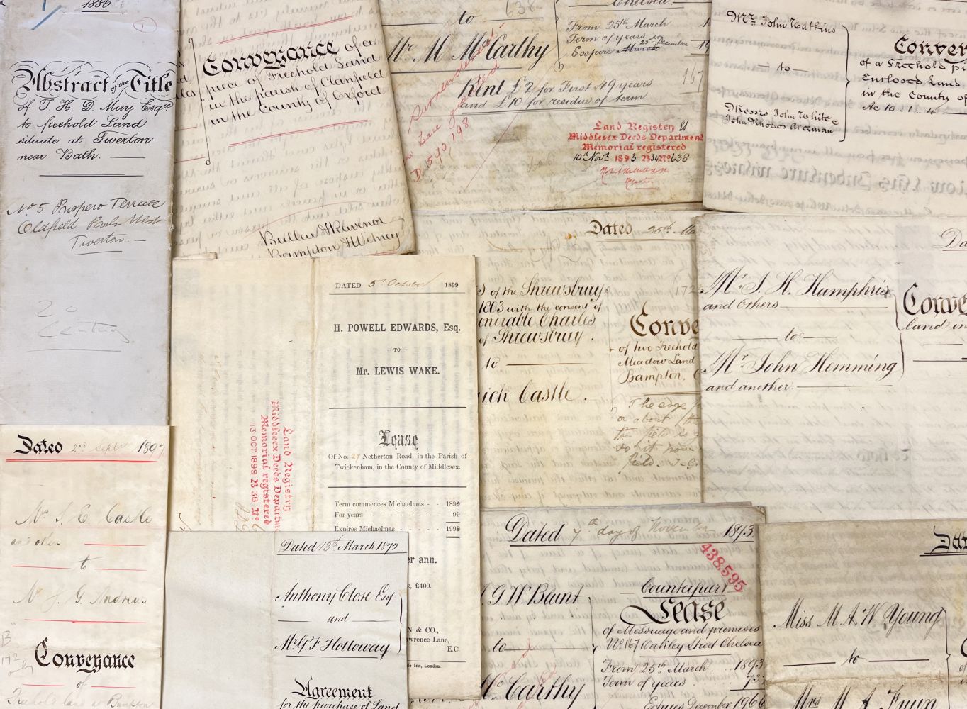 Lot 226 - Solicitors' Deeds. A group of approximately