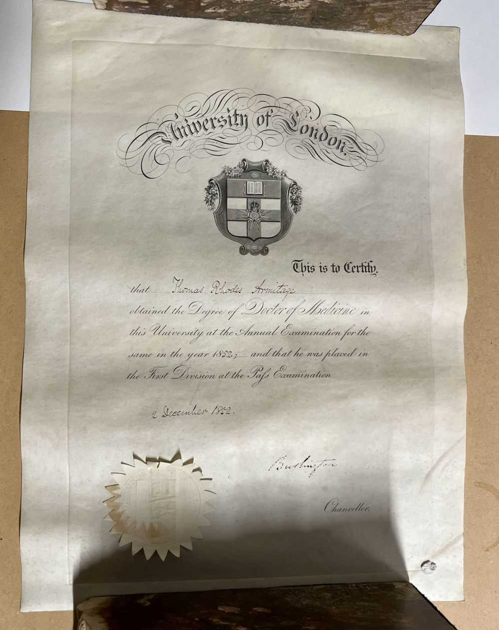 Lot 216 - Medical Certificates. A group of 9 mostly