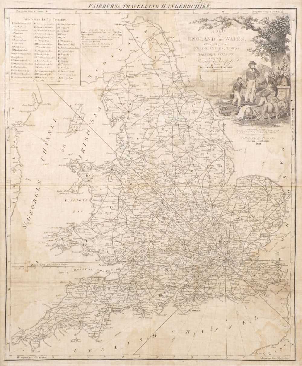 Lot 629 - Handkerchief map. Fairburn's Travelling