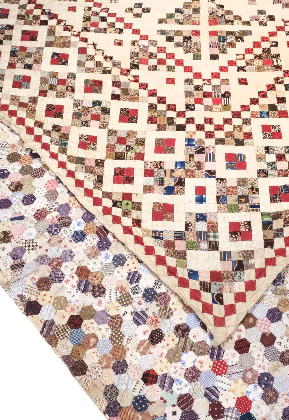 Lot 637 - Quilt. A large patchwork quilt of small