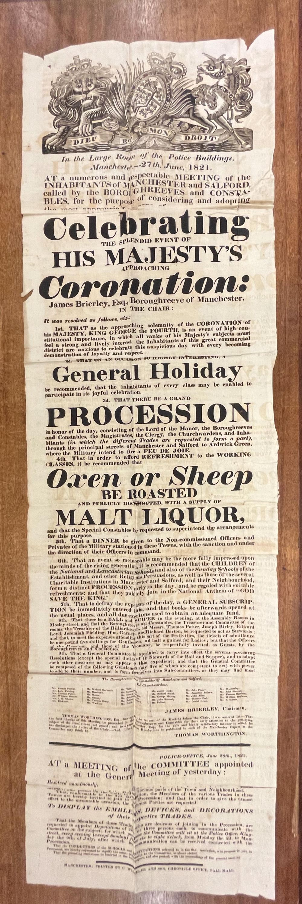 Lot 262 - 1821 George IV. In the Large Room of the