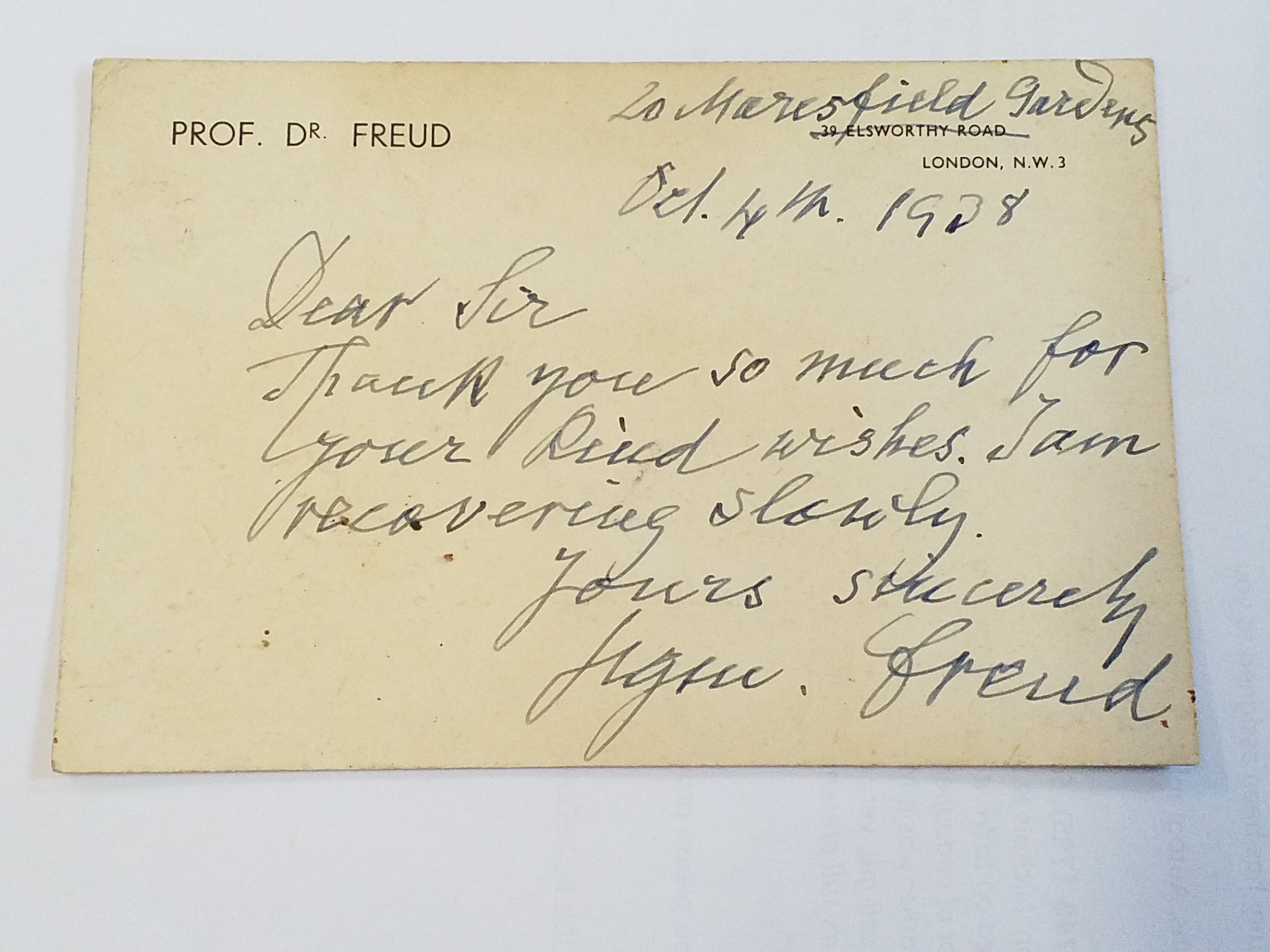 Lot 122 - Freud (Sigmund, 1856-1939). Autograph Letter