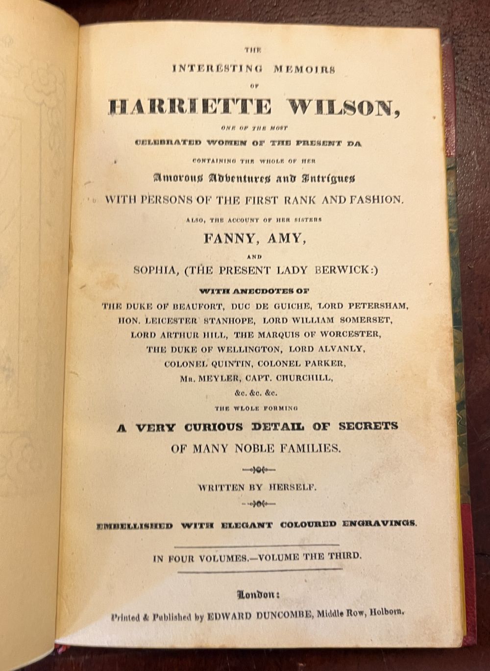 Lot 392 - Wilson (Harriette). The Interesting Memoirs