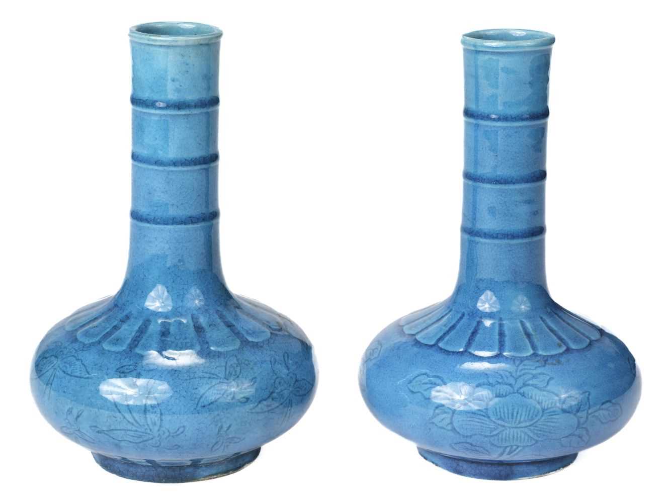 Lot 503 - Vases. A pair of Chinese turquoise ground