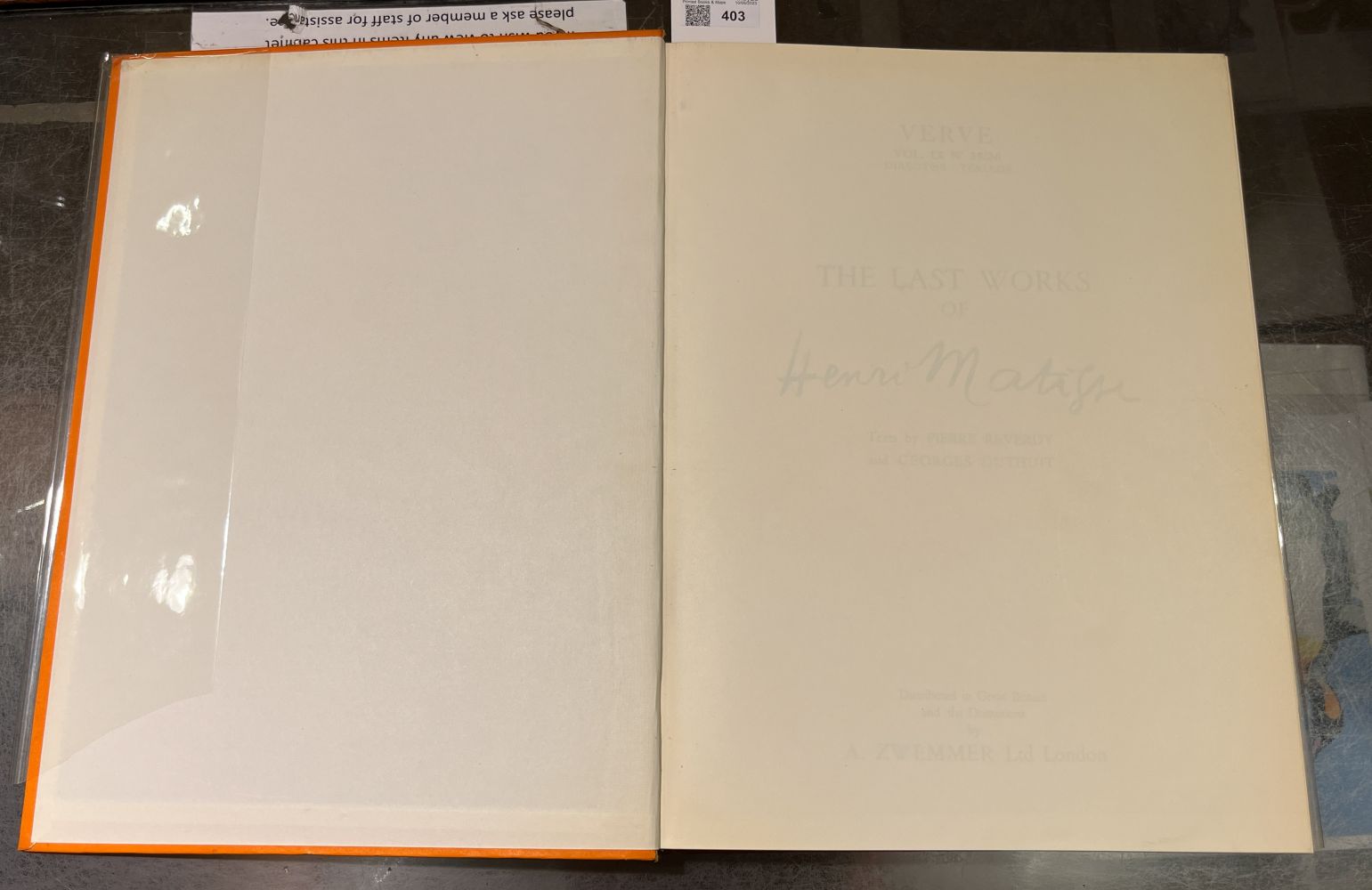 Lot 403 - Matisse (Henri). The Last Works of Henri