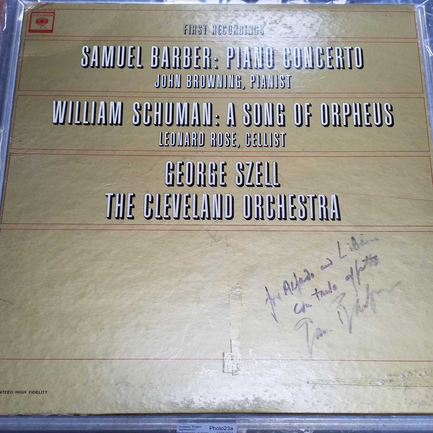 Lot 98 - Barber (Samuel, 1910-1981). Signed LP record,