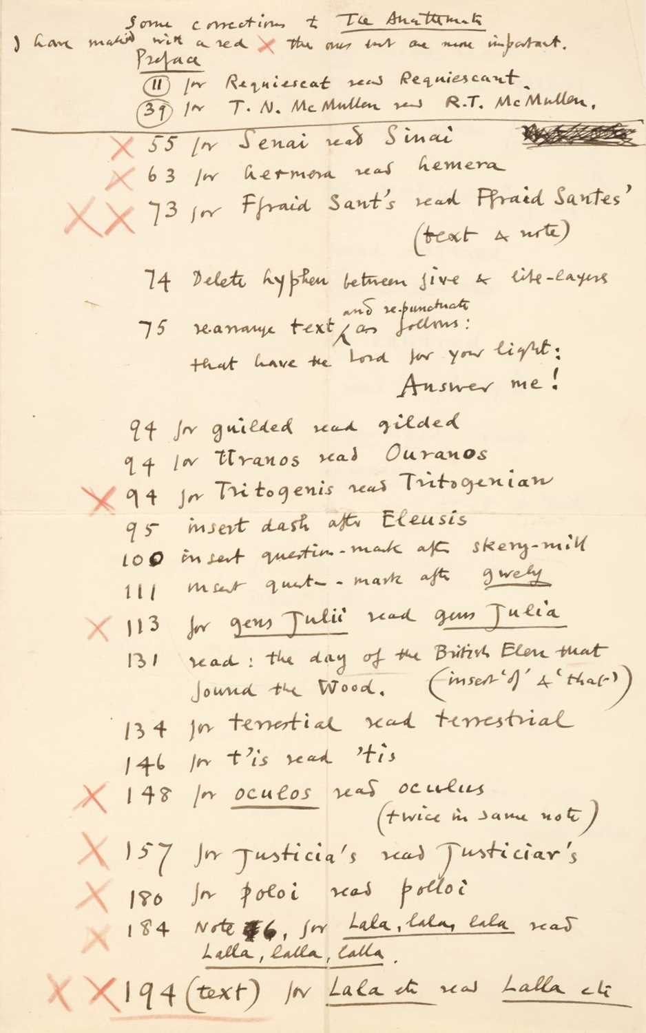 Lot 848 - 1952 Jones (David). The Anathemata, 1952