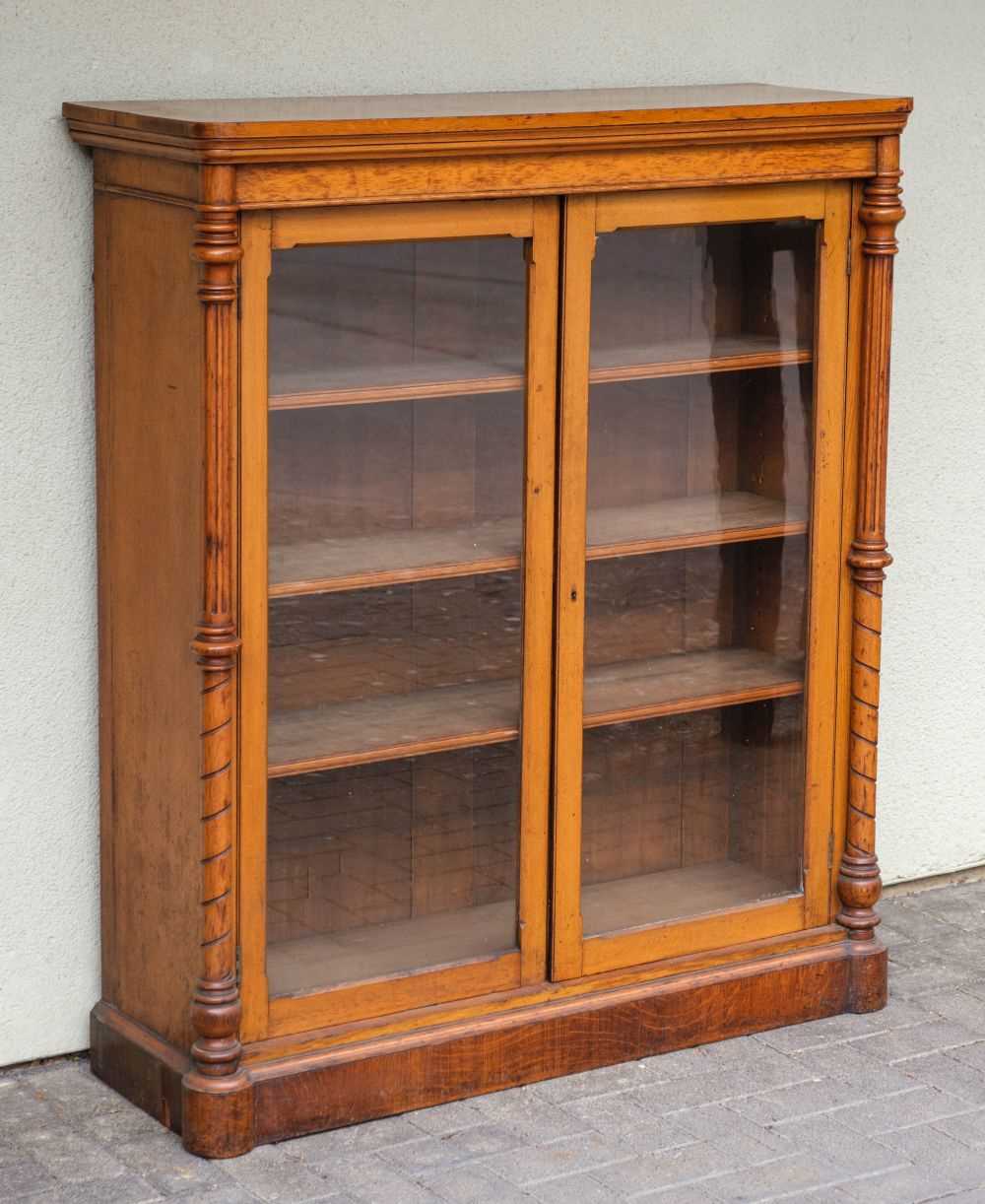 Lot 588 - Display Cabinets. A pair of Victorian oak
