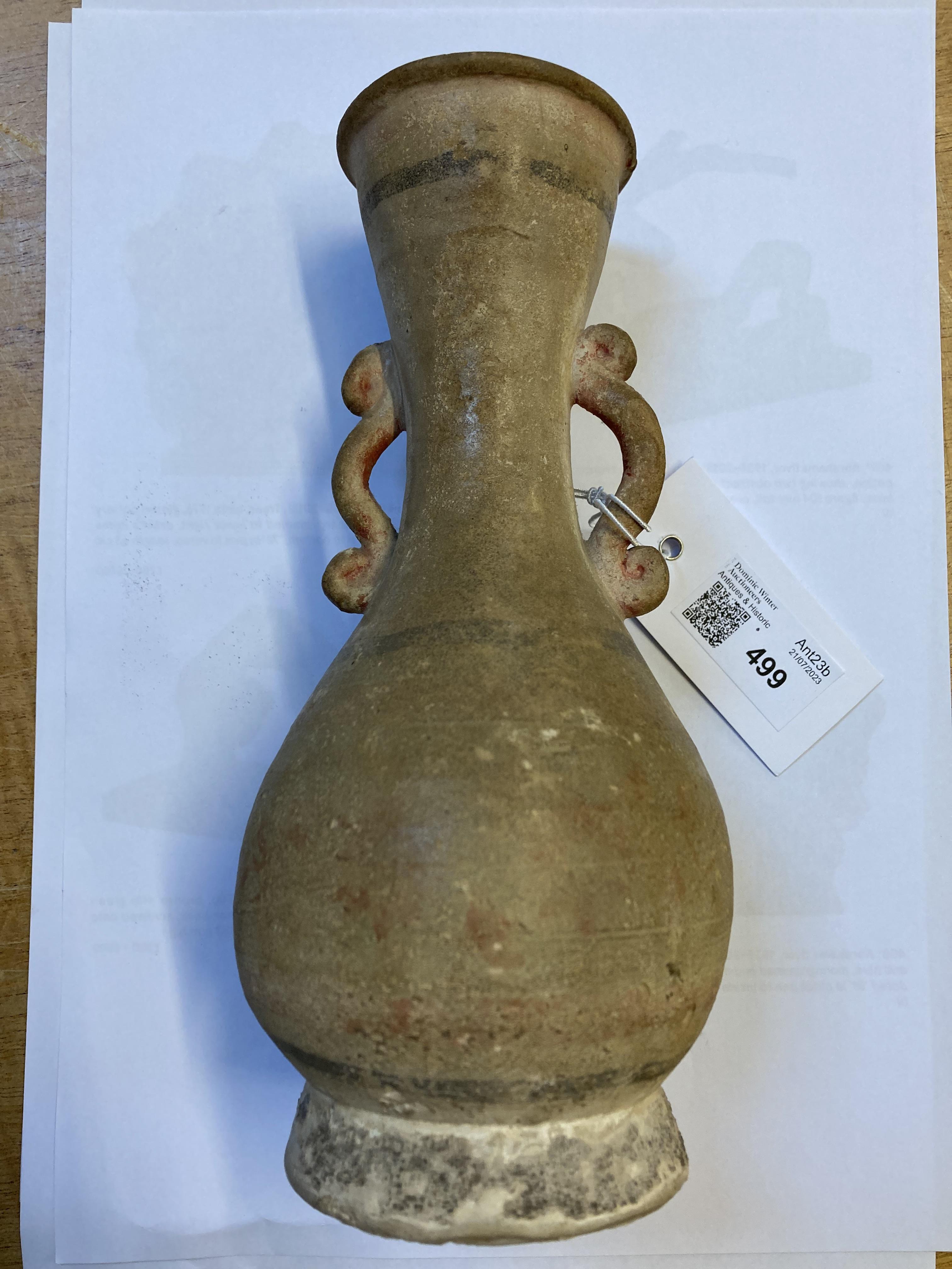 Lot 499 - Vase. A Chinese pottery vase, probably Han