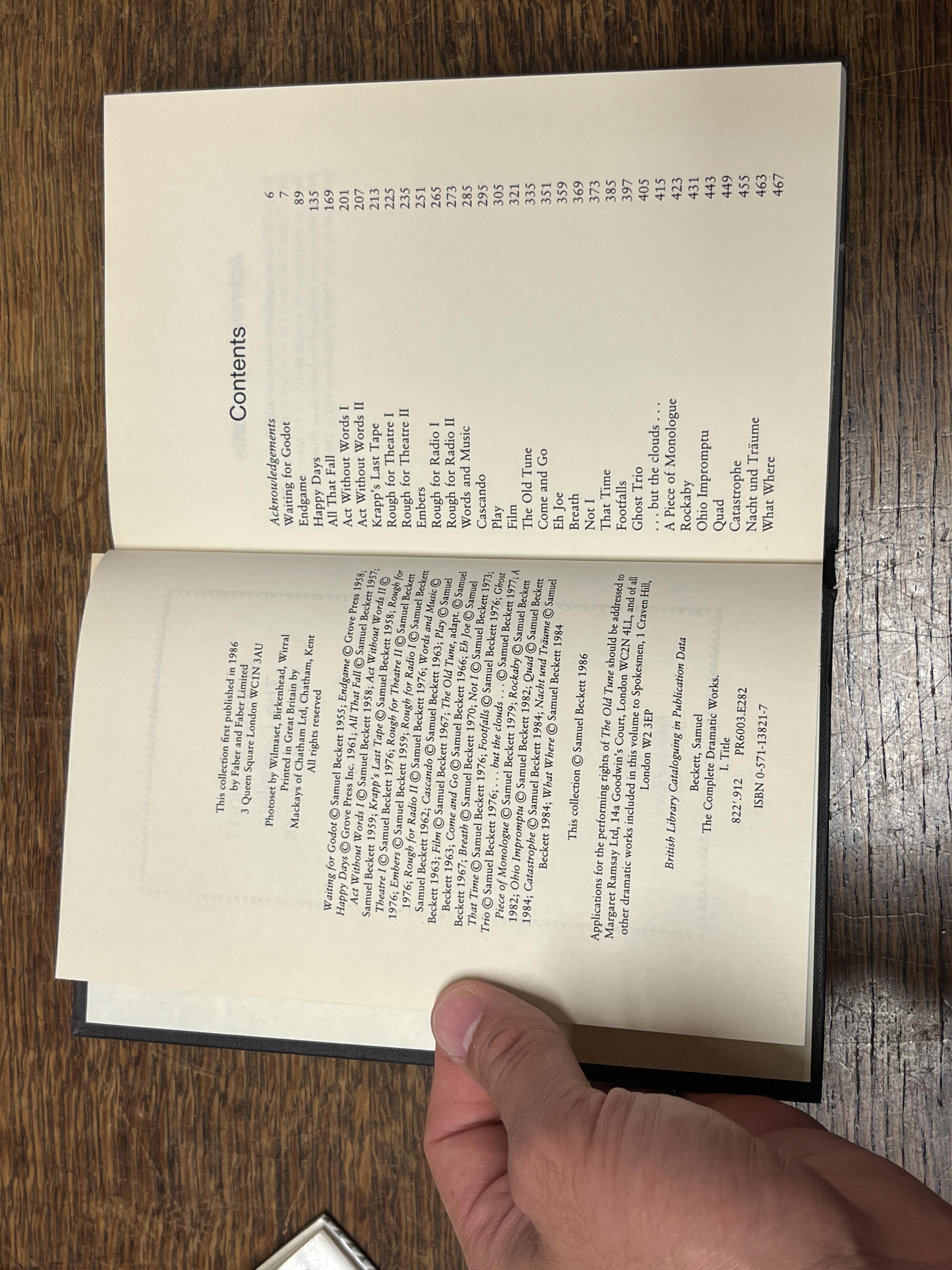 Lot 891 Beckett Samuel The Complete Dramatic Works