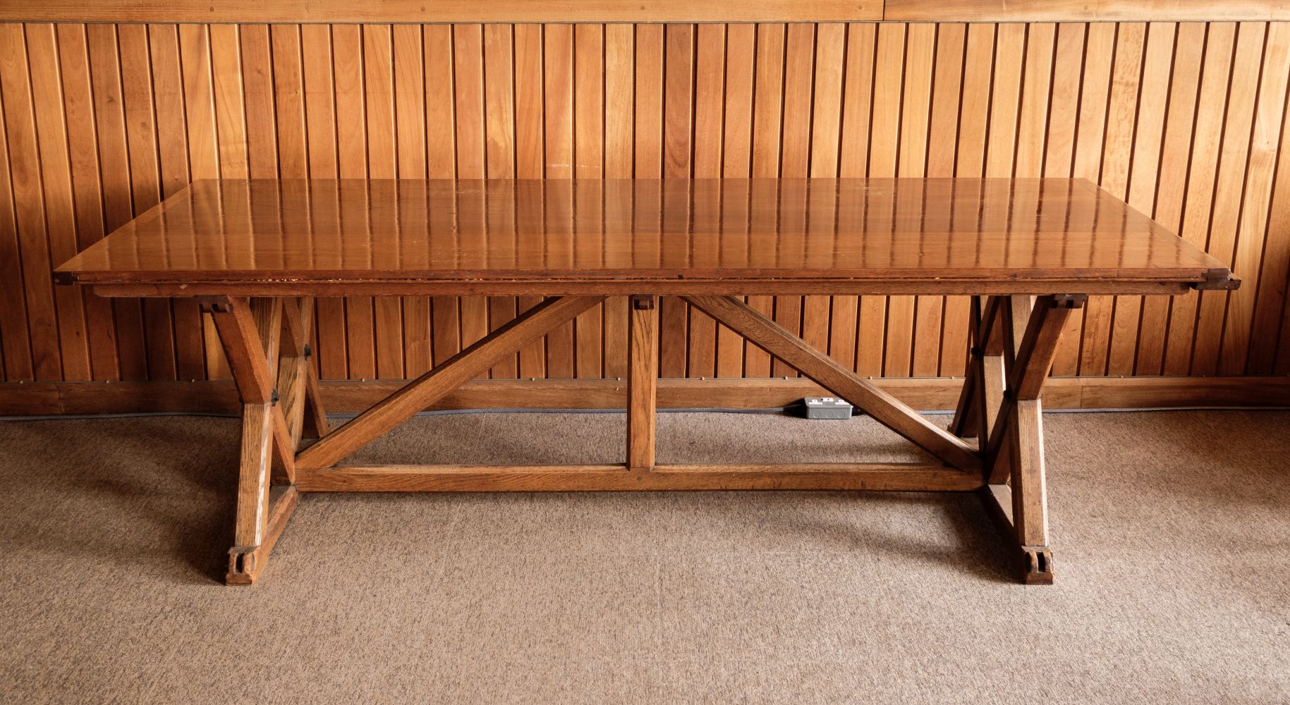 Lot 604 - Refectory Table. A Victorian oak refectory