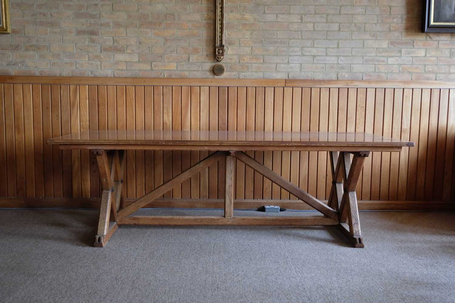 Lot 605 - Refectory Table. A Victorian oak refectory