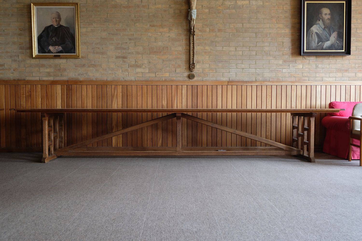 Lot 607 - Refectory Table. A Victorian oak refectory